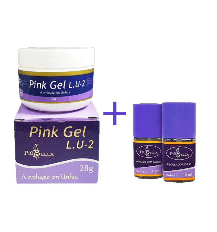 Kit – Gel Piu Bella Pink 33g + Primer Piu Bella sem Ácido 10ml ...